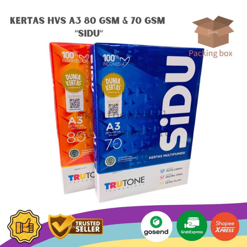 Jual Kertas HVS A3 SIDU 70gsm & 80gsm isi 500 lembar [ 1 RIM ] | Shopee Indonesia
