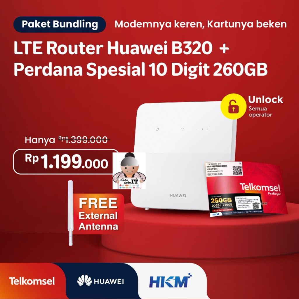 Jual Huawei B320 Modem Router Wifi 4G Unlock All Operator Free Kuota ...