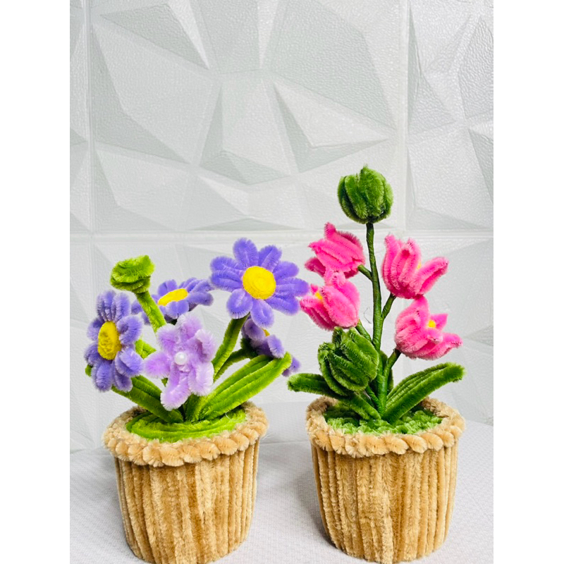 Jual Bunga Kawat Bulu Pot || Pipe Cleaners Flower || Bunga Pot Mini ...