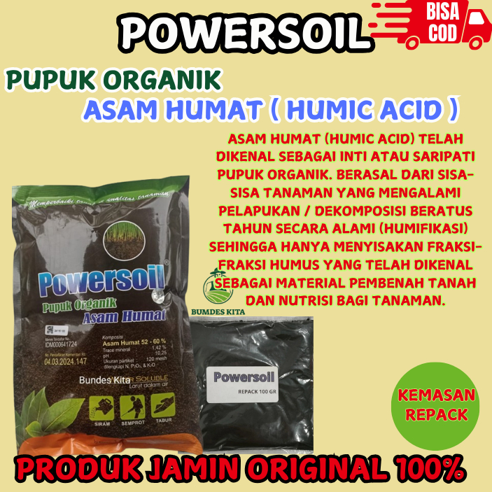Jual POWER SOIL PUPUK ORGANIK ASAM HUMAT 100 Gr (humic acid) POWERSOIL Kemasan Repack | Shopee ...
