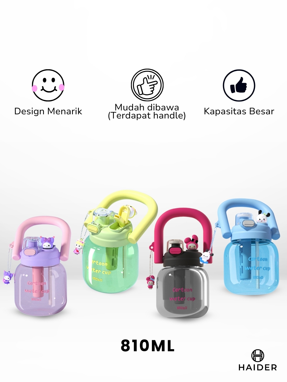 Jual HAIDER Botol Minum Anak Infused Premium With Handle Karakter ...
