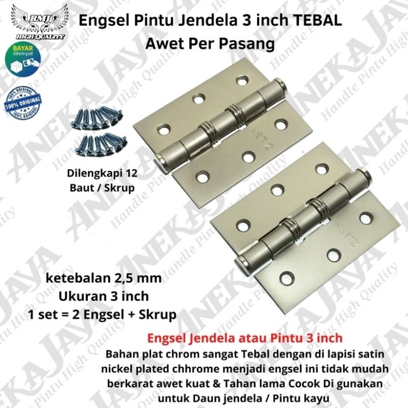Jual ENGSEL TEBAL 3 INCH ENGSEL JENDELA 3 INCH 2,5mm | Shopee Indonesia
