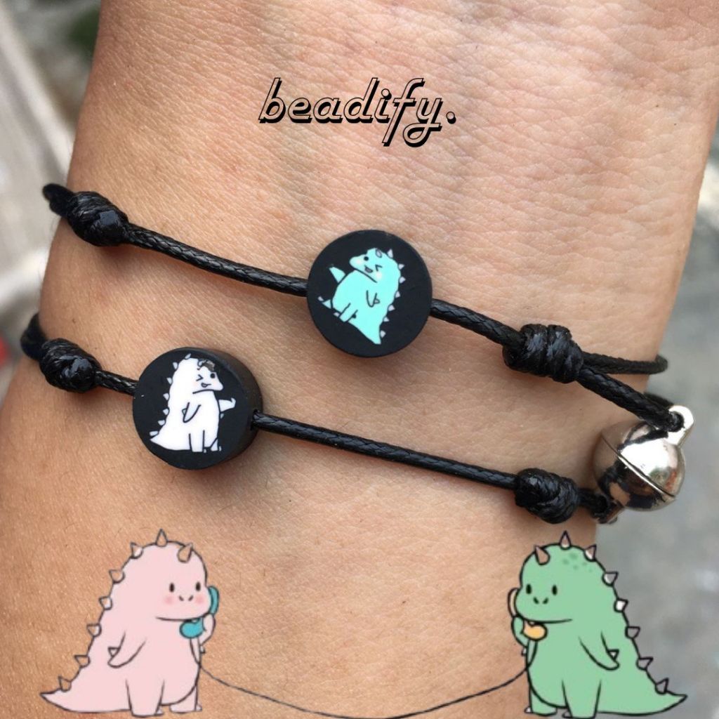 Jual Gelang Couple Magnet Dino Pink & Green Pasangan Kapel Capel ...