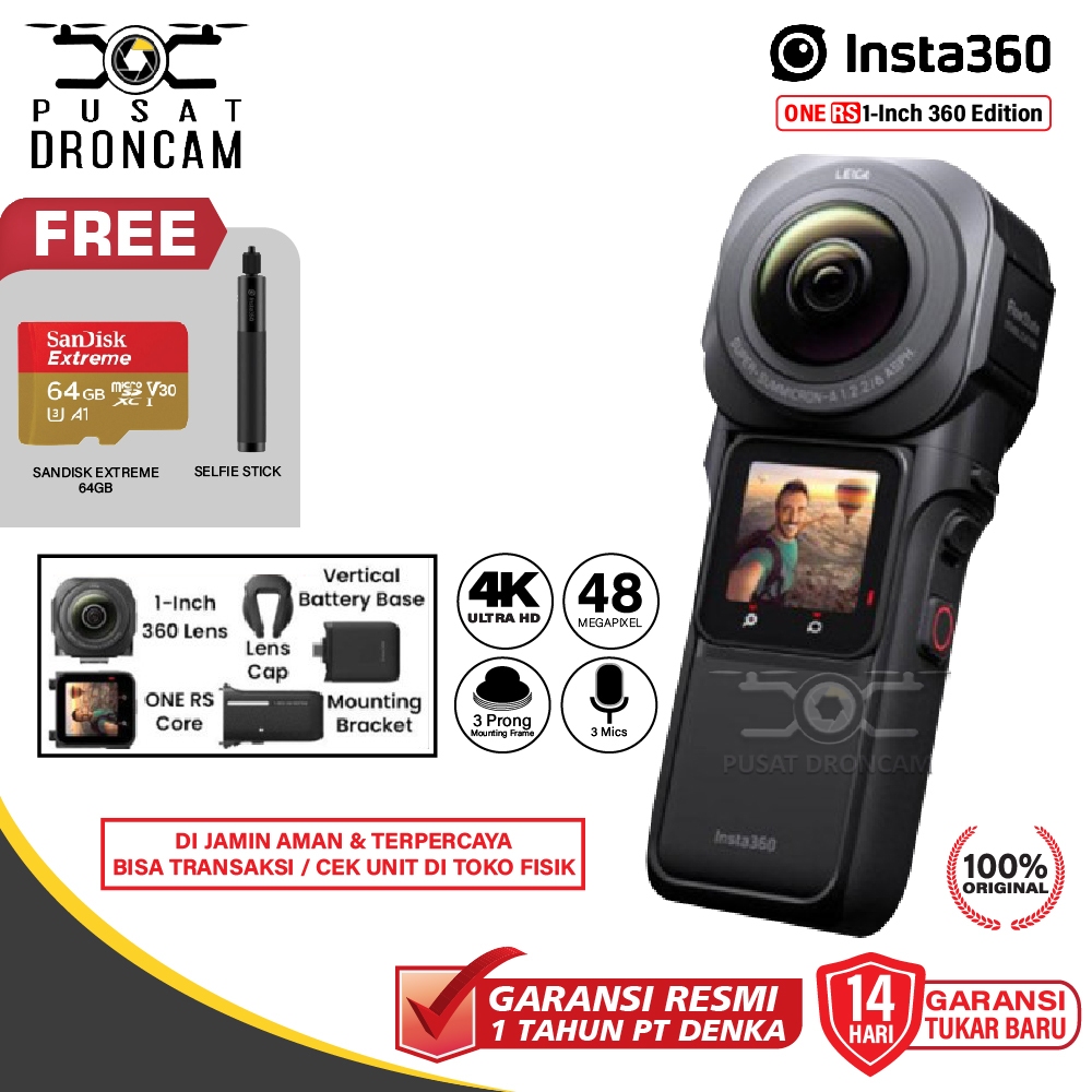 Jual Insta360 ONE RS 1 Inch 360 Edition Camera Garansi Resmi Insta 360 | Shopee Indonesia