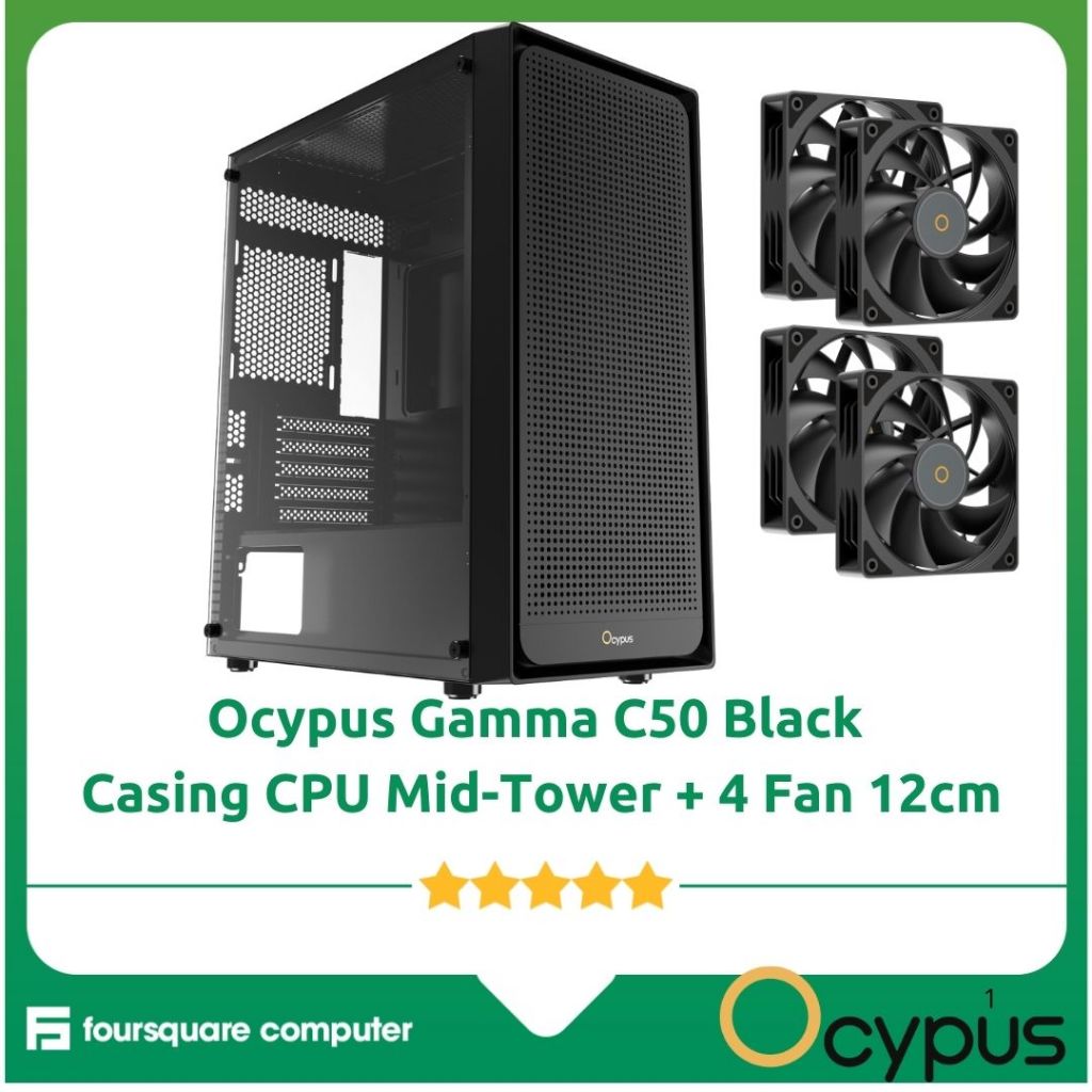 Jual Ocypus Gamma C50 BK Casing Komputer M-ATX 4x Fan 12cm Black CPU ...