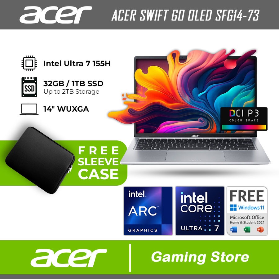 Jual ACER SWIFT GO OLED SFG14-73-731A ULTRA 7 155H 32GB 1TB WINDOWS 11 ...
