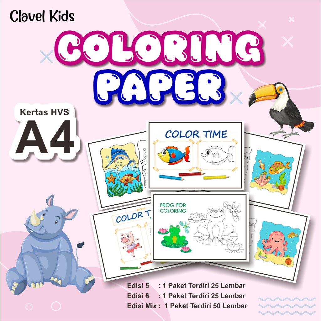 Jual Coloring Paper Anak - Anak Gambar Sketsa Dengan Panduan Warna ...