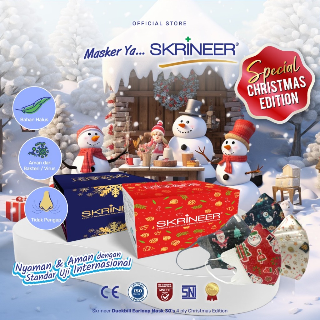 Jual [CHRISTMAS EDITION] Skrineer Duckbill Mask 30's 4 ply Earloop ...