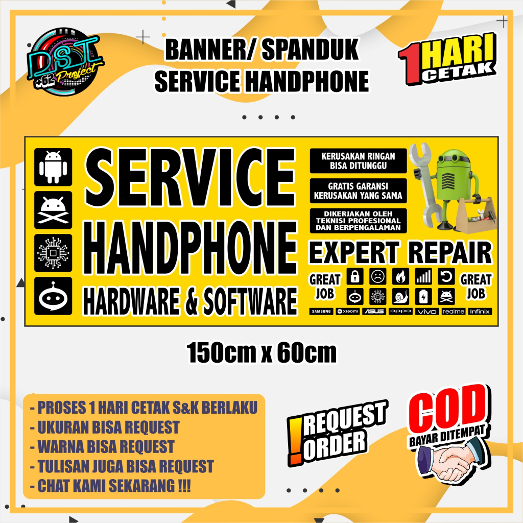Jual BANNER / SPANDUK SERVICE HANDPHONE HP SIMPLE DESAIN | Shopee Indonesia