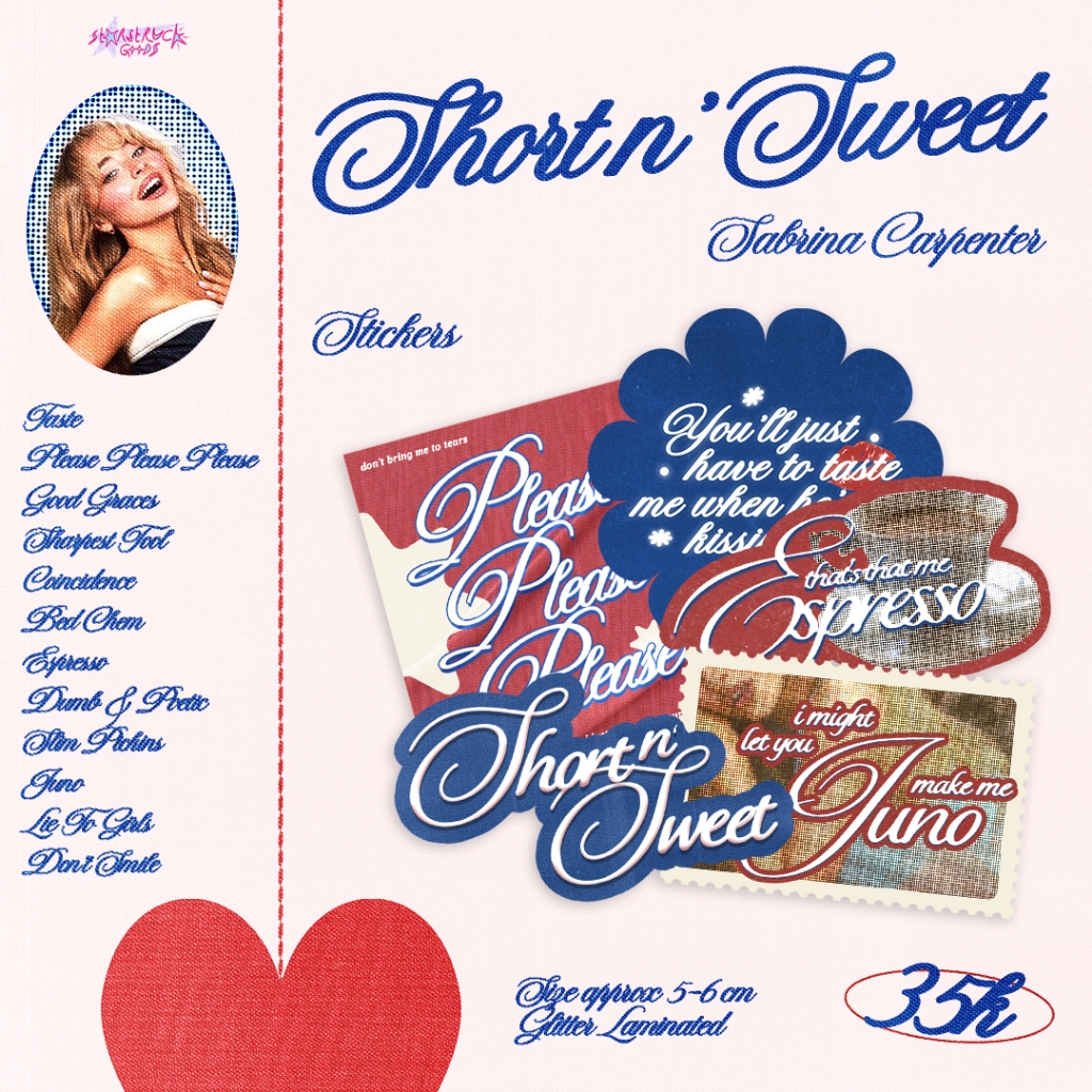 Jual [MIN Buy 3pcs ] Short n' Sweet - Sabrina Carpenter Stickers ...