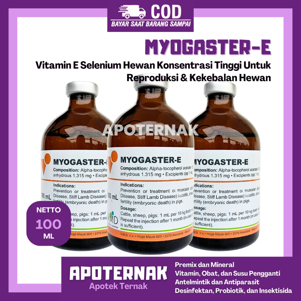 Jual MYOGASTER E 100ML - Vitamin E Selenium Hewan KONSENTRASI TINGGI ...