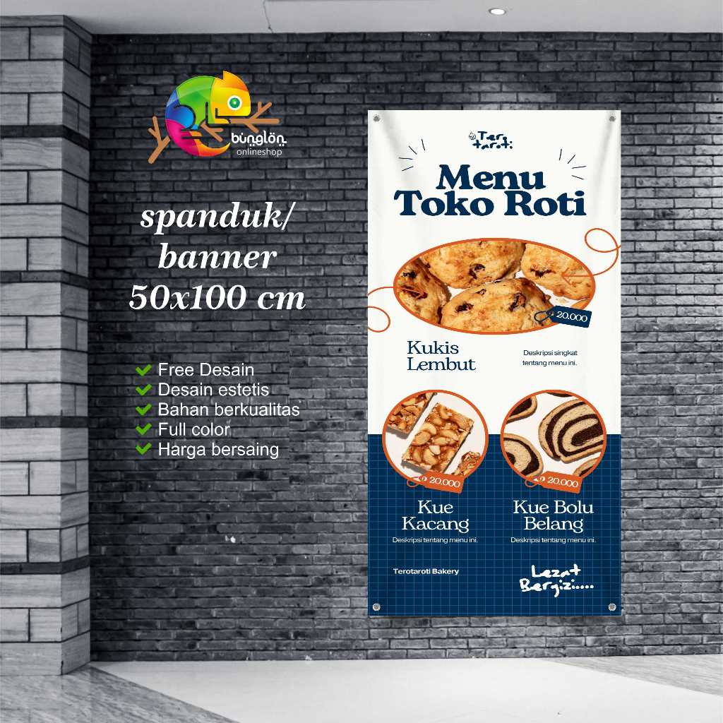 Jual Cetak Spanduk Banner Tarik Bisnis Toko Roti Minimalis Organik Krem ...