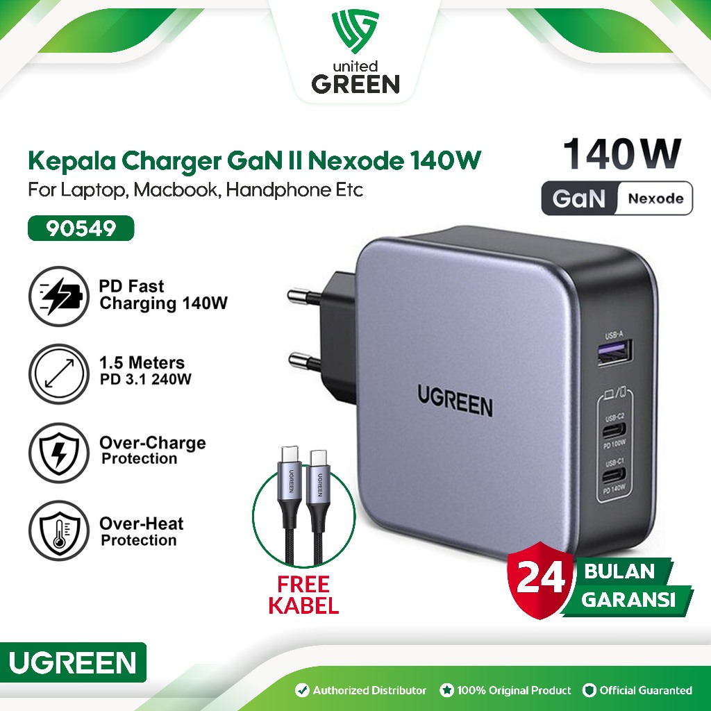 Jual UGREEN Kepala Charger GAN II 140W Multi Port PD Fast Charging ...