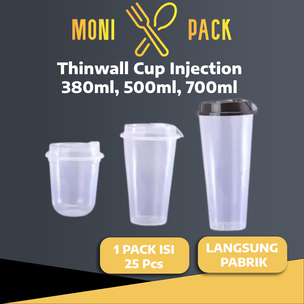 Jual Thinwall Cup Injection 12oz 380ml 14 oz 400ml 16oz 500ml 24oz 700ml/Gelas Plastik Tebal ...