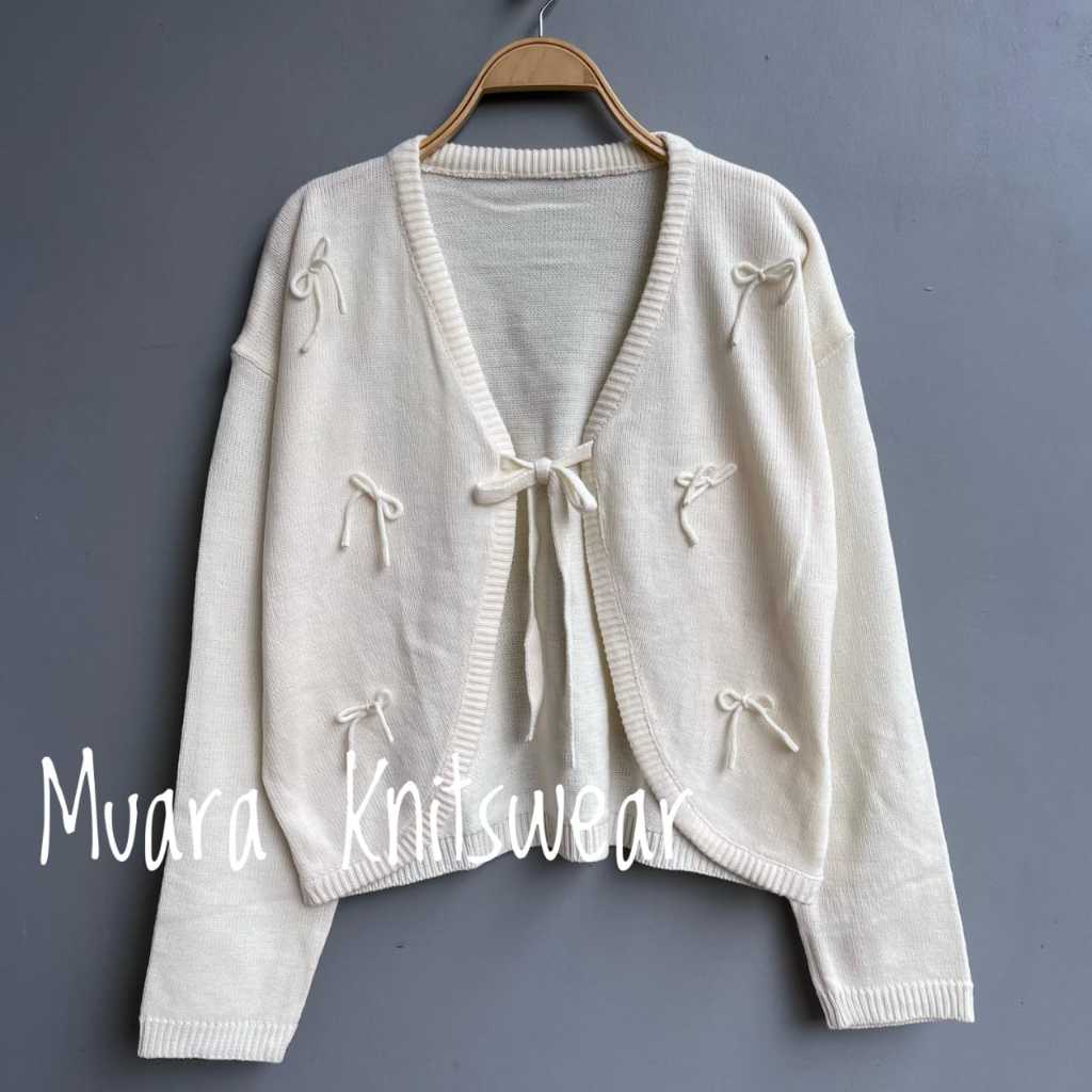 Jual MUARA KNITSWEAR OUTER CROP ATASAN CARDY RAJUT MOTIP PITA TALI KANCING WANITA LENGAN PANJANG ...