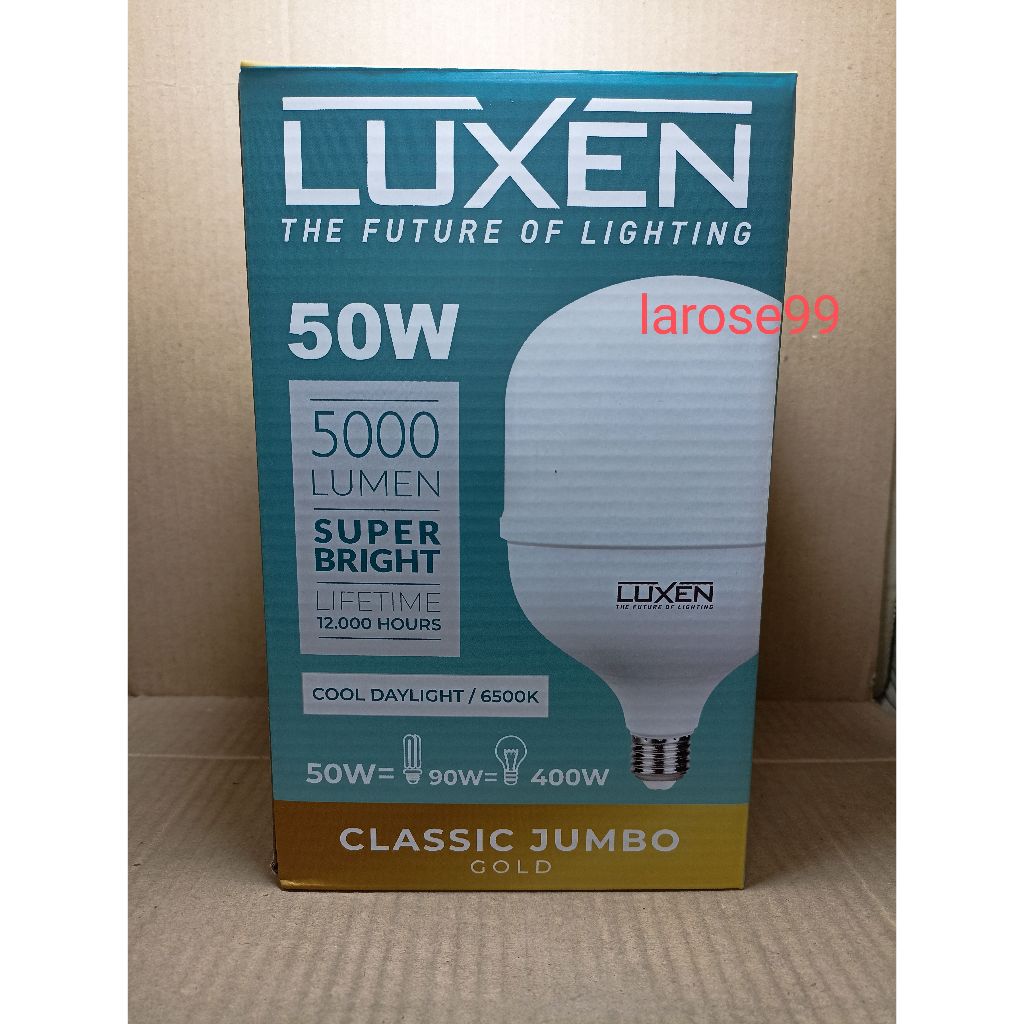 Jual Lampu Bohlam LED 50 Watt Cahaya Putih / Cool Daylight / 6500K Luxen Classic Jumbo | Shopee ...