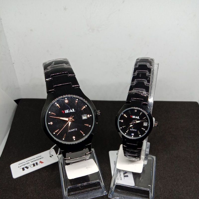 Jual Jam Tangan Viral Model Bulat (Pasangan) Rantai Putih (Original ...