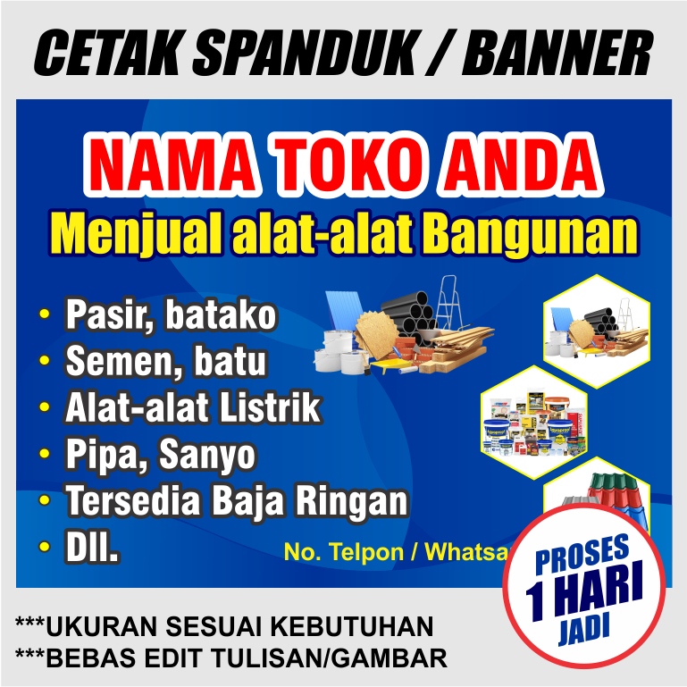 Jual spanduk banner toko bangunan cetak bener baliho toko bangunan ...
