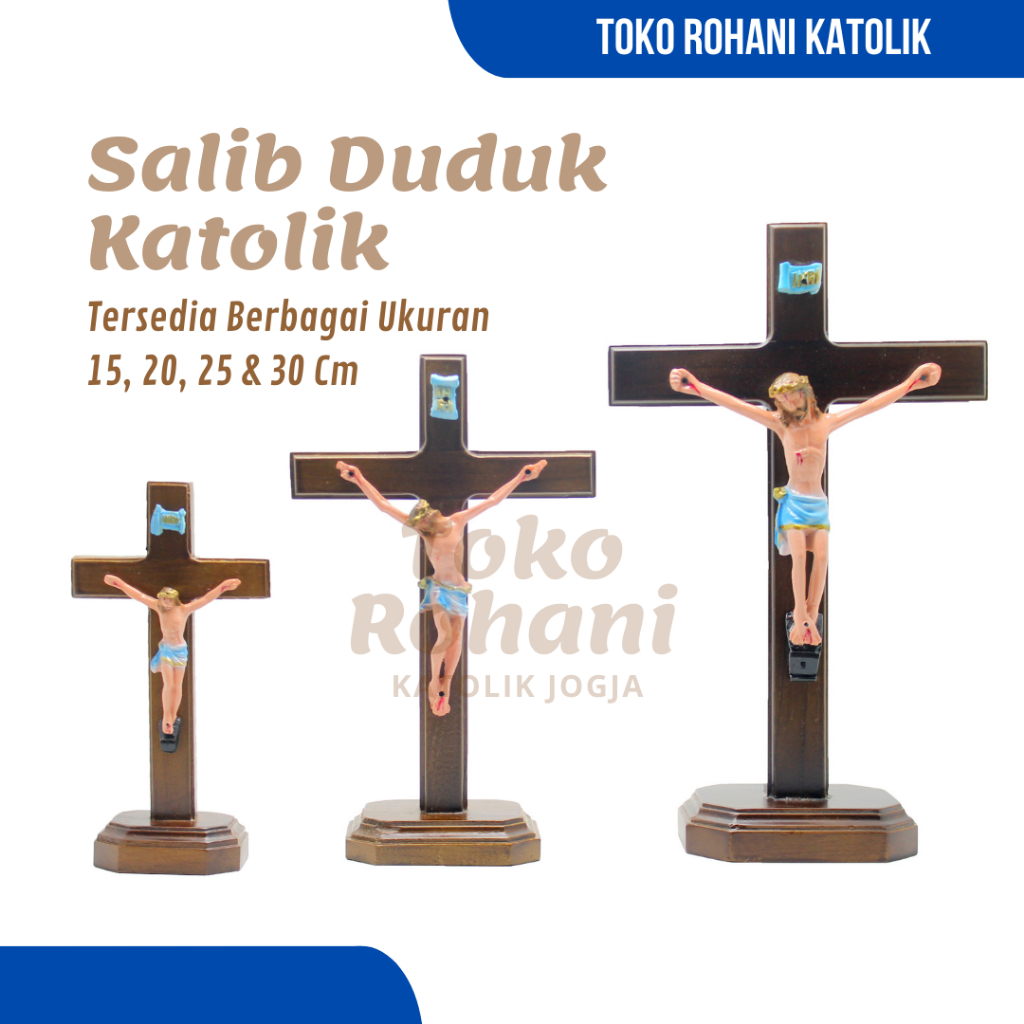 Jual SALIB DUDUK KATOLIK 15-25 CM (KARUNIA) / SALIB MEJA DUDUK KATOLIK ...
