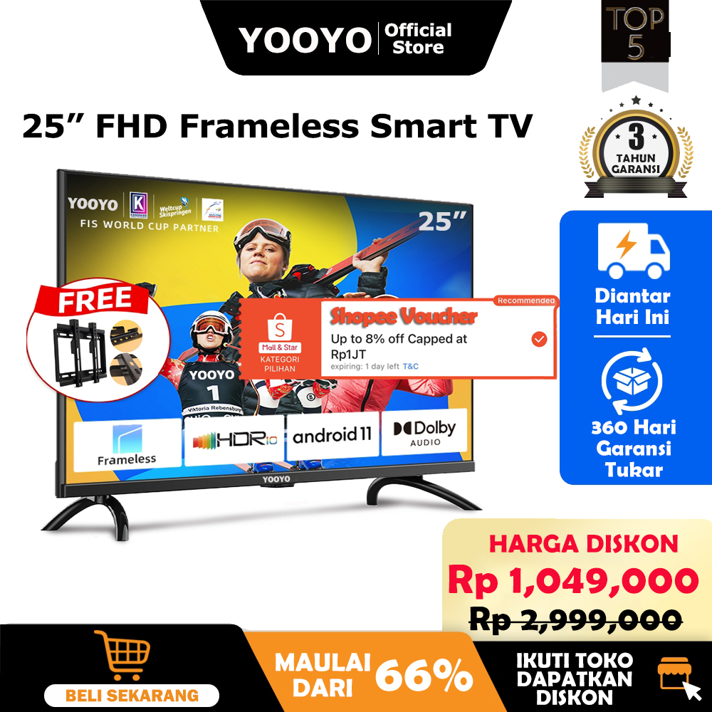 Jual YOOYO Smart TV 25 Inch - TV Android 12.0 OS - FHD 2K - HDR 10 ...
