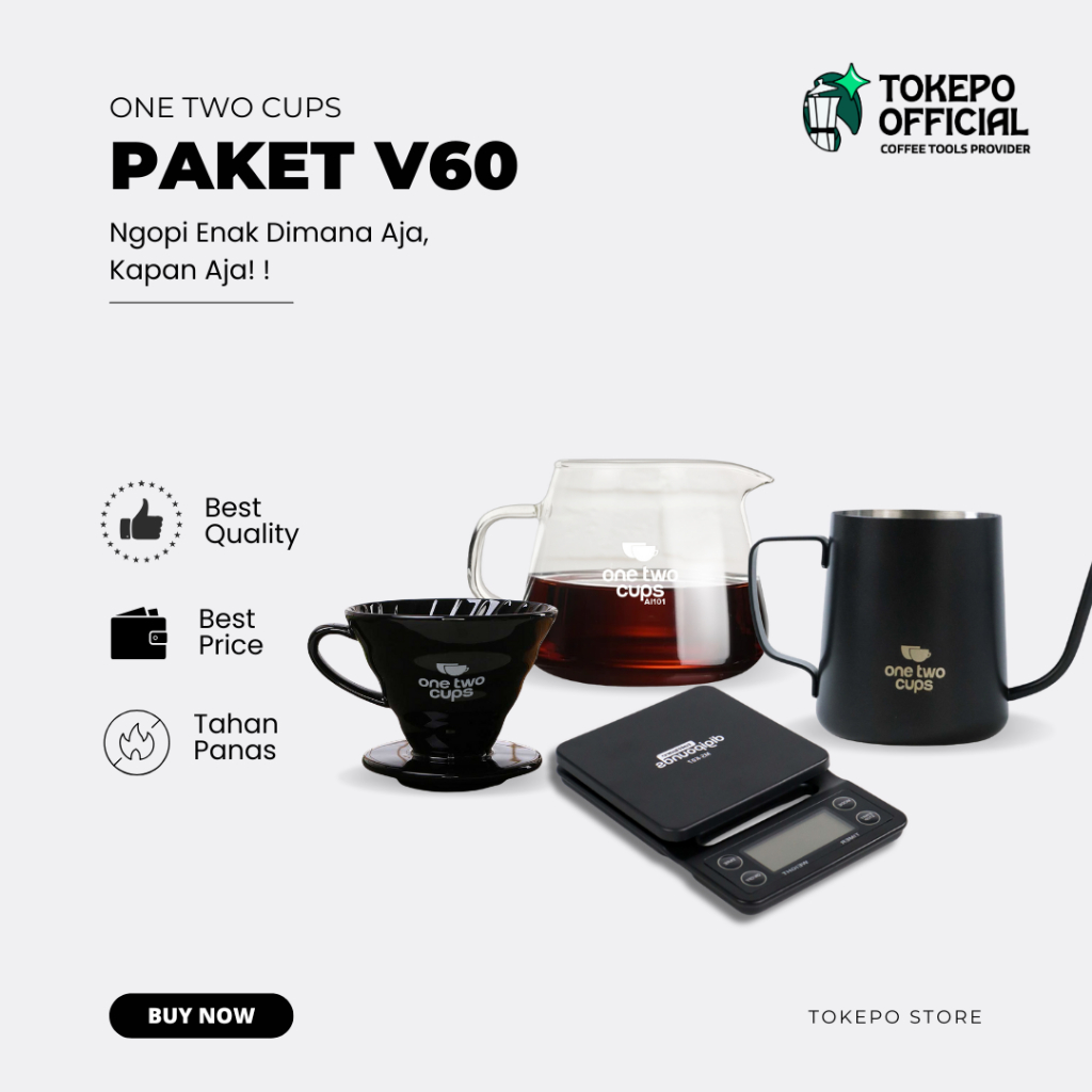 Jual Paket Alat Kopi V60 Manual Brew V60 Ceramic Dripper Teko Server V60 Timbangan One Two Cups ...
