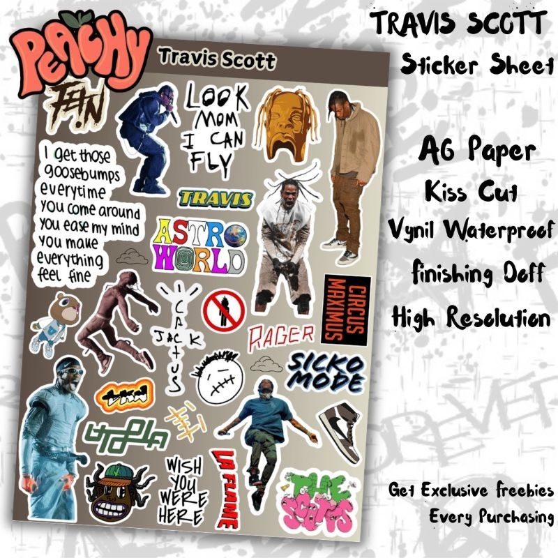 Jual Travis Scott Sticker Pack | Sticker Vynil | sticker Waterproof ...