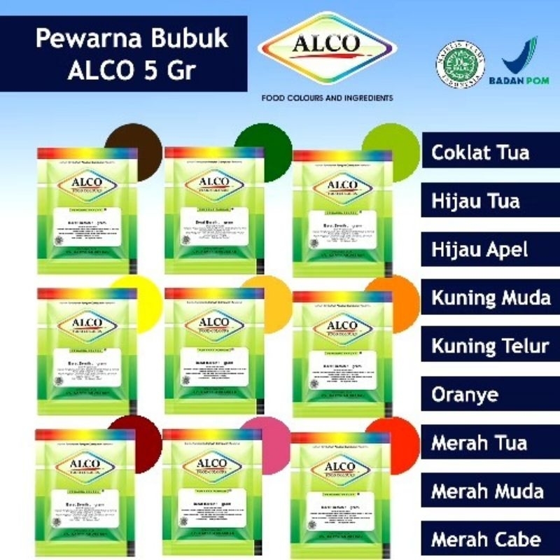 Jual Pewarna Makanan Bubuk ALCO By Rajawali R&W 5gr | Shopee Indonesia