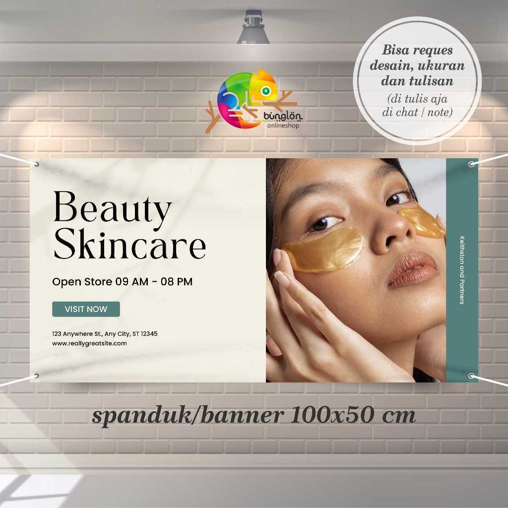Jual Cetak Spanduk Banner Beige Minimal and Modern Beauty Skincare ...