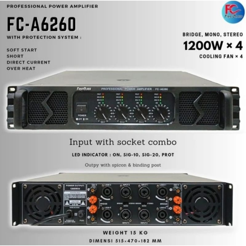 Jual POWER FIRSTCLASS FCA 6260 | Power ampli amply A6260 4 CHANNEL 4ch ...