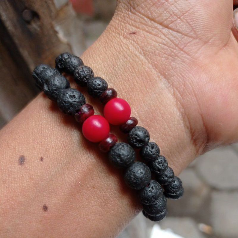 Jual gelang batu alam VAJAN lava dan red marjan | Shopee Indonesia
