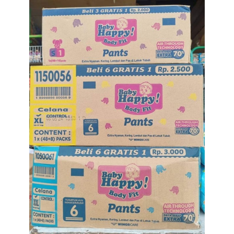 Jual [PACKING PLASTIK] Baby Happy Rentengan | Baby Happy Diapers Pants Renteng 1 Box isi 48+8 ...