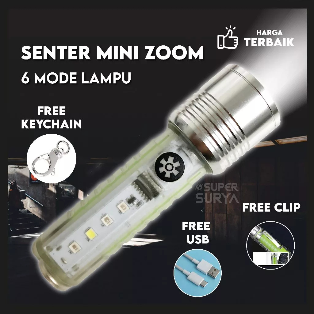 Jual Lampu Senter Super Terang Serbaguna | Senter Mini Emergency USB ...
