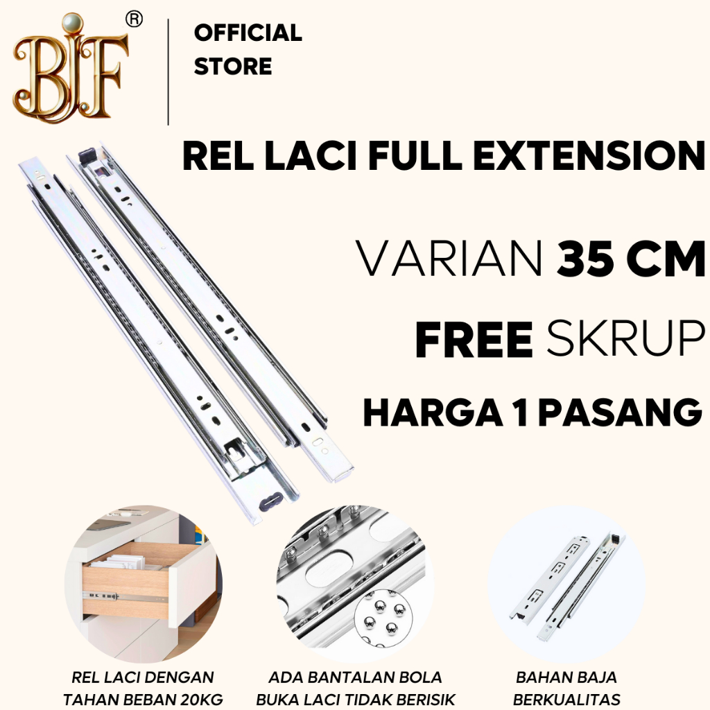 Jual Rel Laci Full Extension Double Track 35 CM | Shopee Indonesia