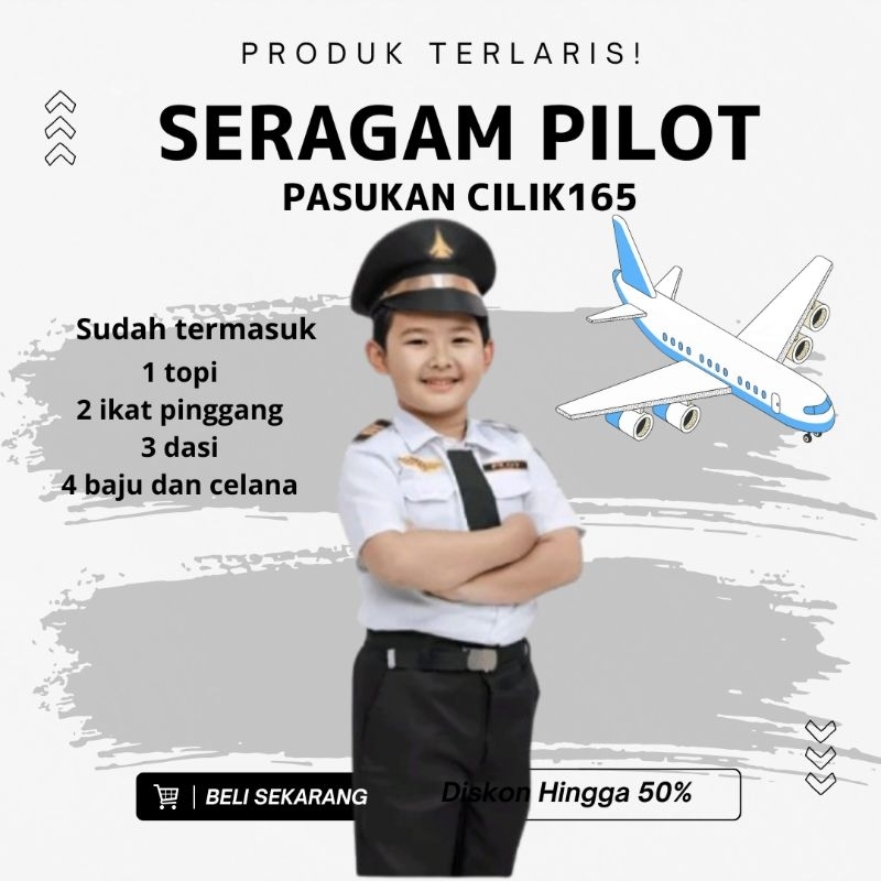Jual Baju Seragam Pilot Anak | Setelan Pilot Anak | Kostum Pilot | 17 ...