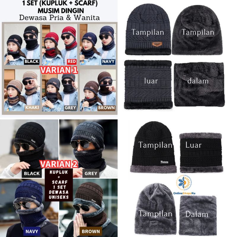 Jual Topi Kupluk Winter musim dingin Uniseks Dewasa 1 Set (TKset ...