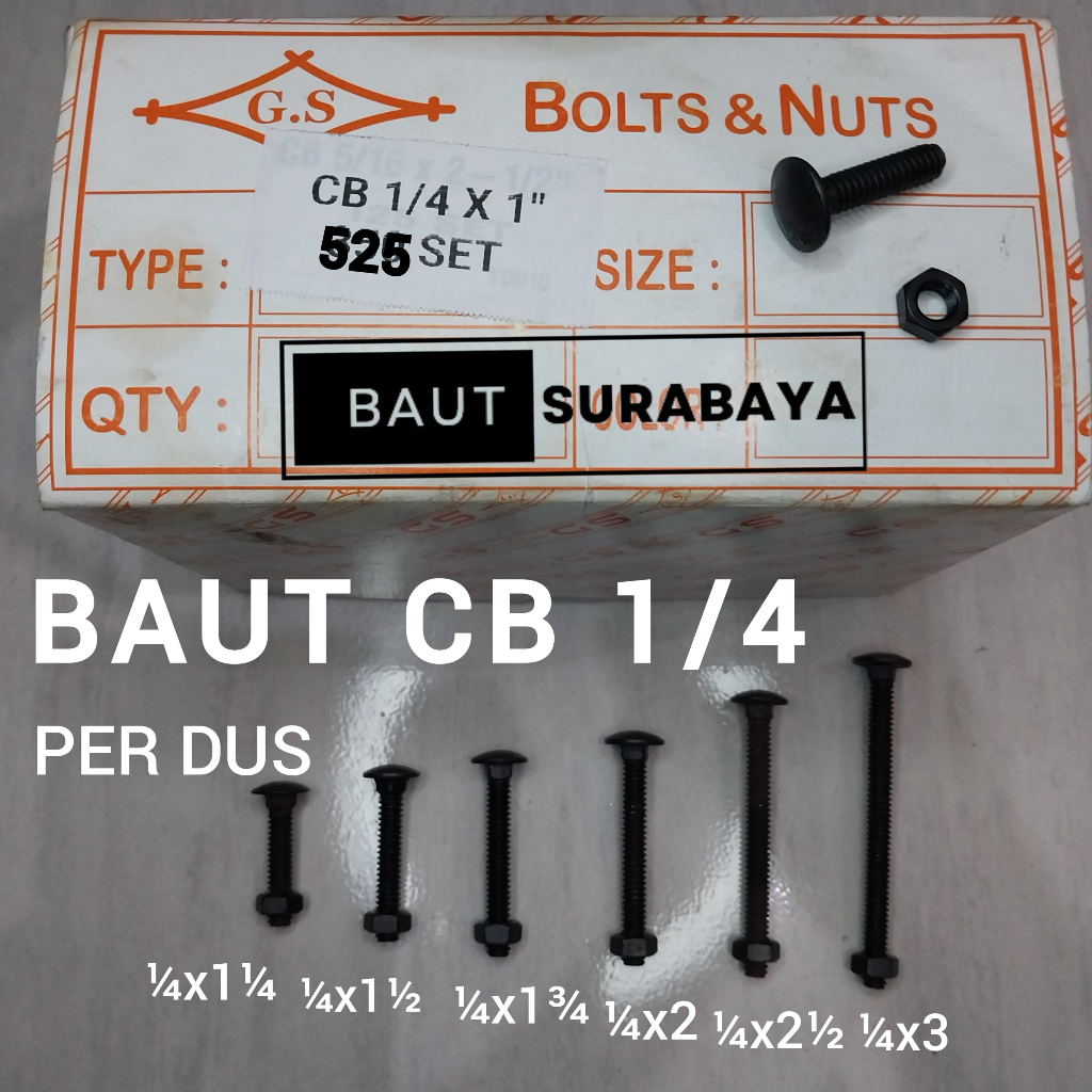 Jual 1 Dus Baut Mur CB 1/4 baut mur kunci 10 baut bak truk baut pagar ...