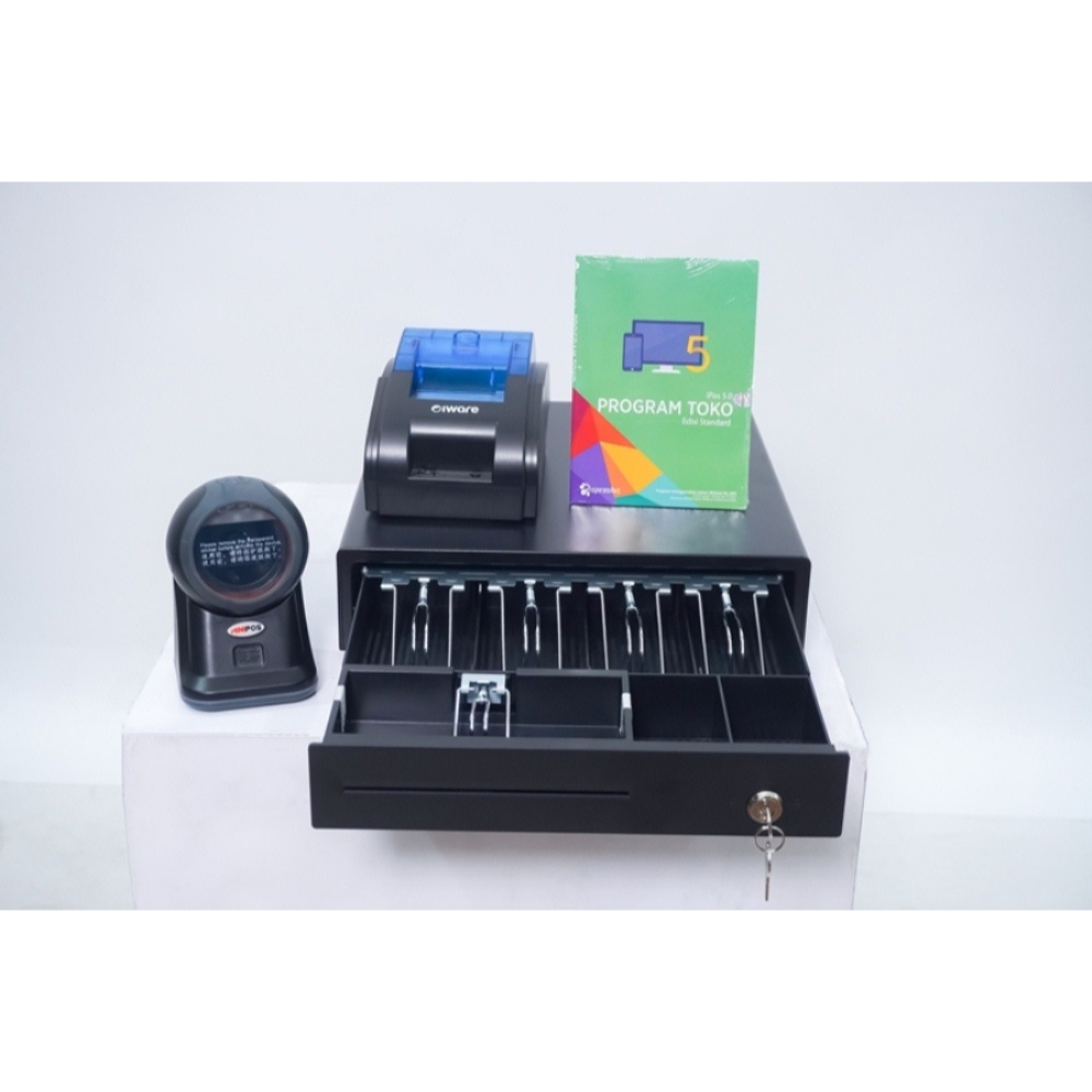 Jual PAKET PROGRAM IPOS PERALATAN KASIR BARCODE SCANNER PRINTER KASIR CASH DRAWER GARANSI 1 ...