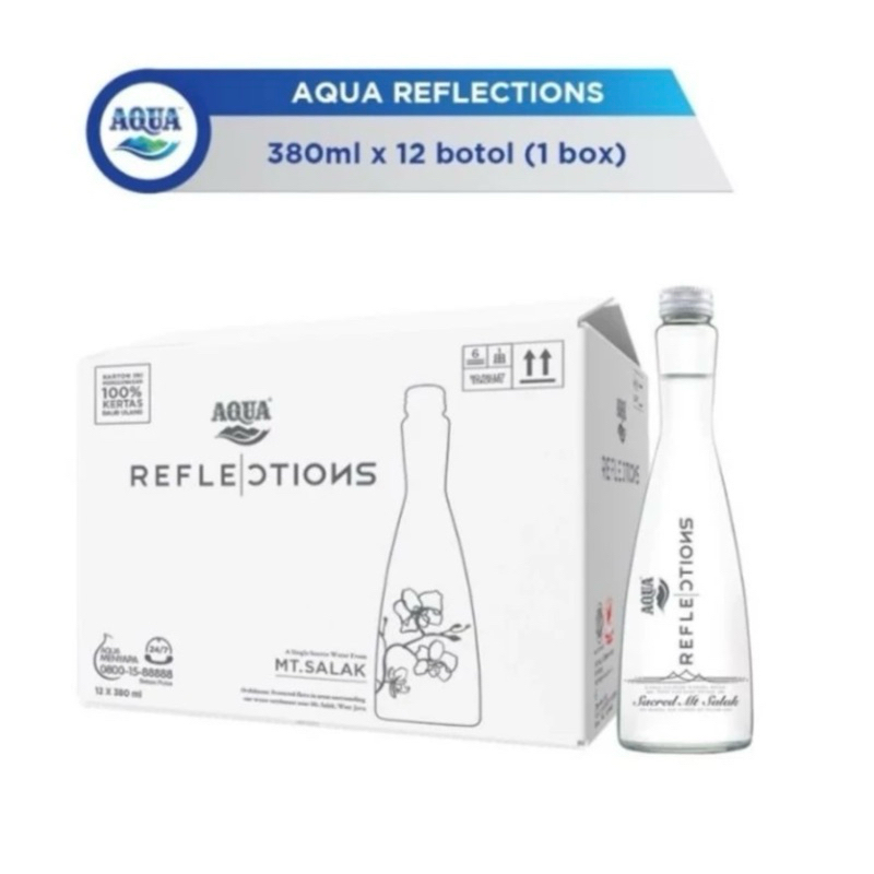 Jual Air PREMIUM AQUA REFLECTIONS 380 ml Karton Isi 12 Botol Kaca ...