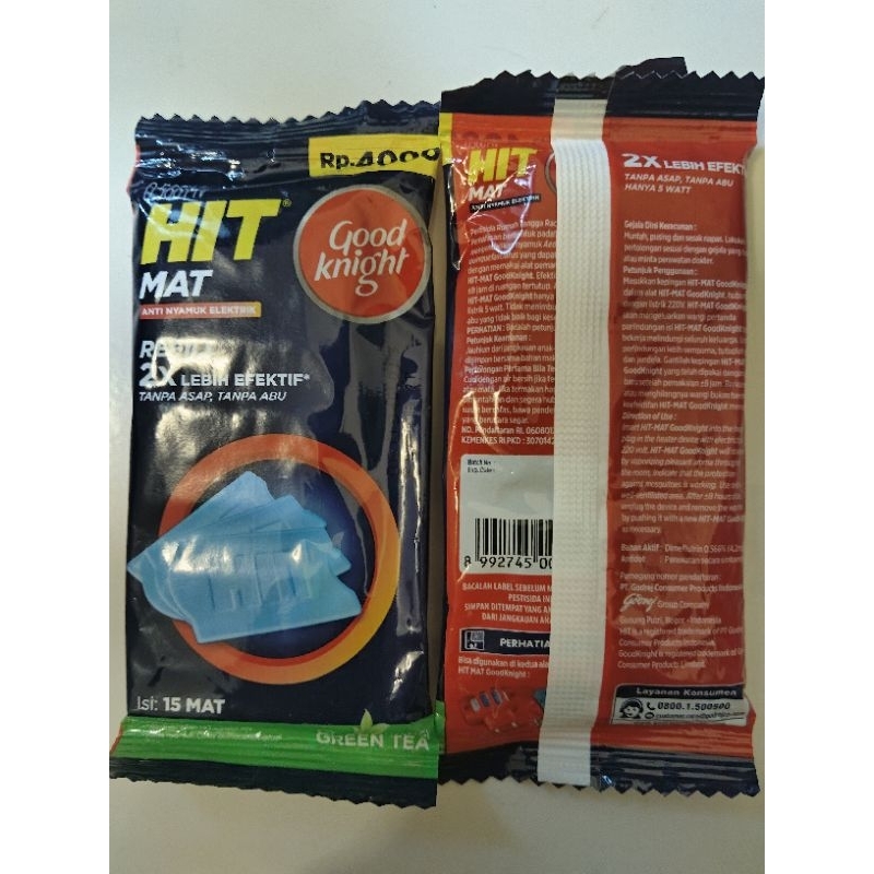 Jual Hit Mat Refill 15's isi ulang Hit Mat Green Tea Ampuh Mengusir ...