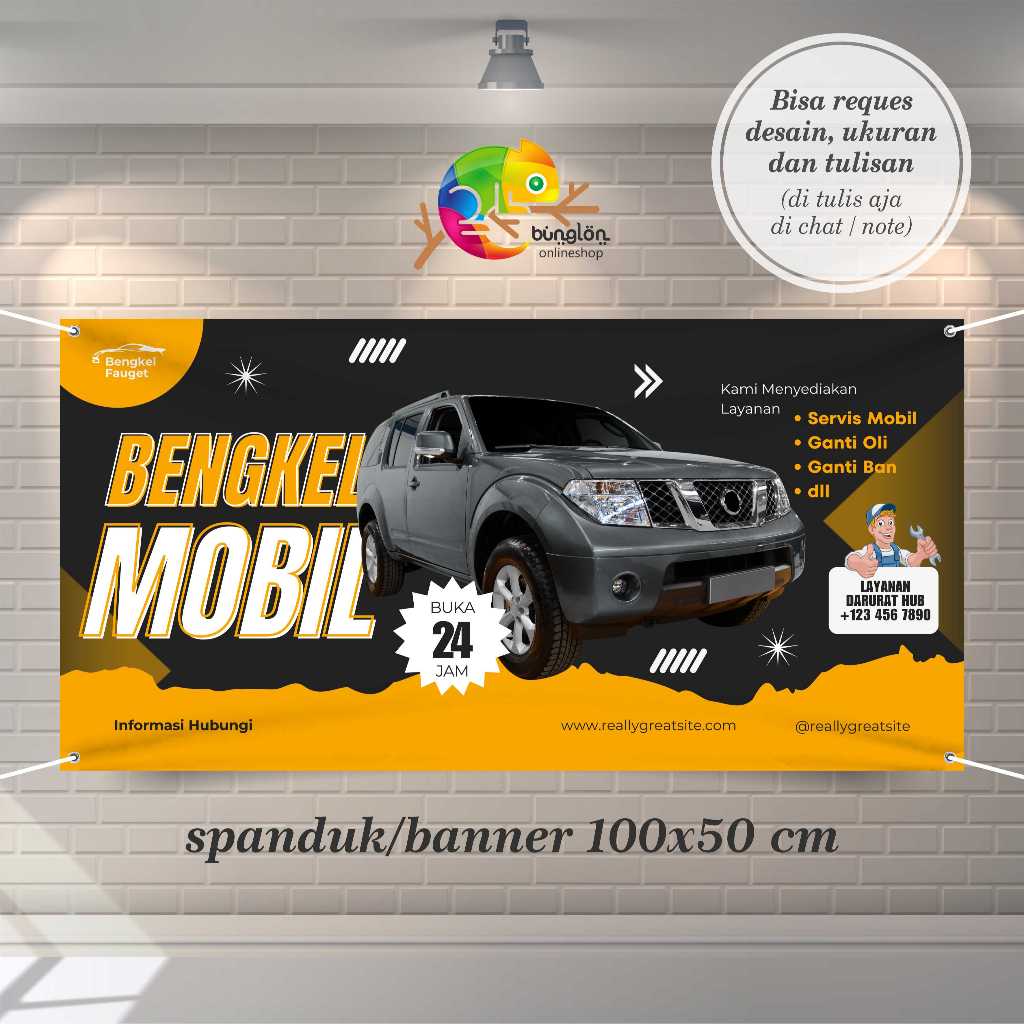 Jual Cetak Spanduk Banner Hitam Dan Kuning Spanduk Bengkel Mobil ...
