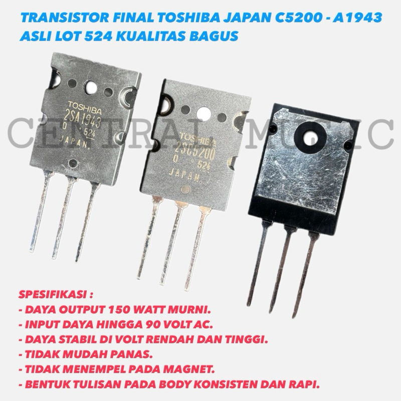 Jual TRANSISTOR FINAL TOSHIBA JAPAN C5200 - A1943 ASLI LOT 524 KUALITAS BAGUS | Shopee Indonesia