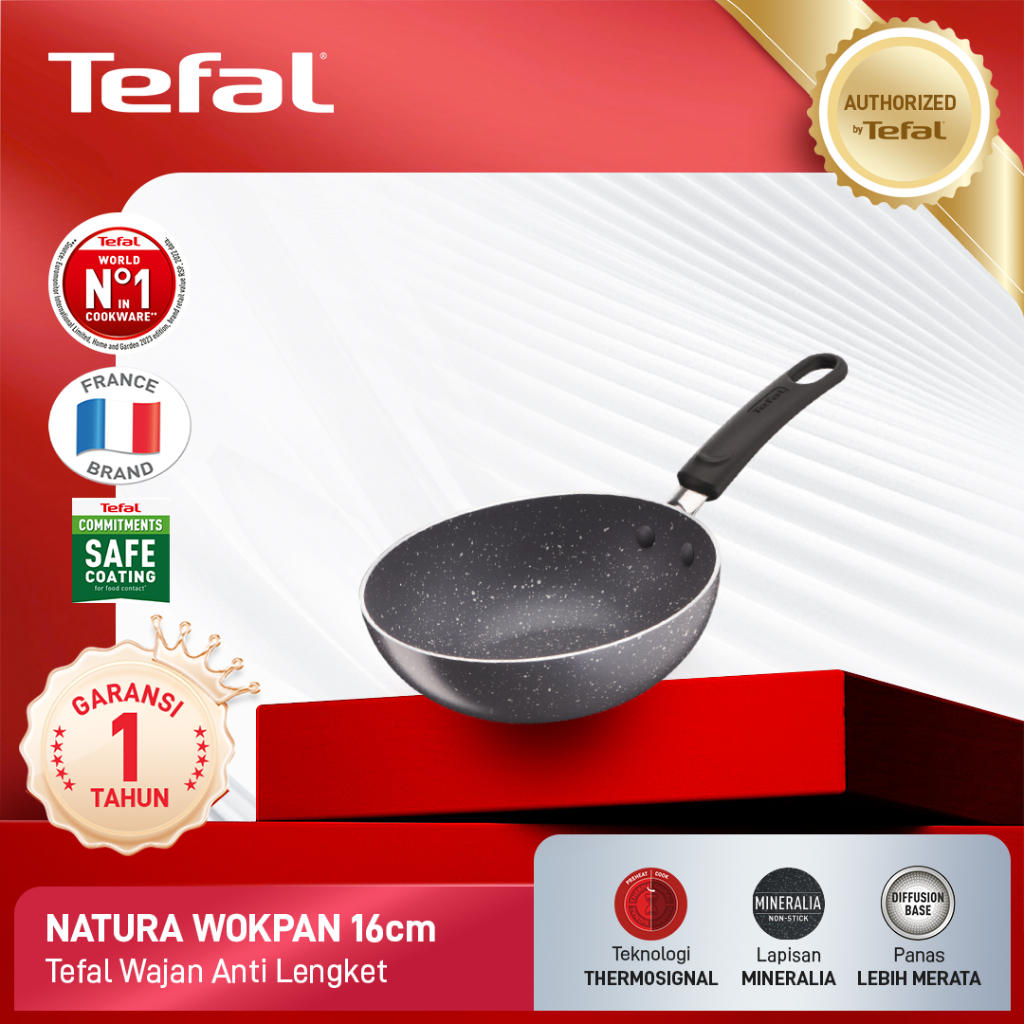 Jual Tefal Natura Wokpan 16cm Non-Stick Titanium Coating Penggorengan Anti Lengket Wok Pan ...