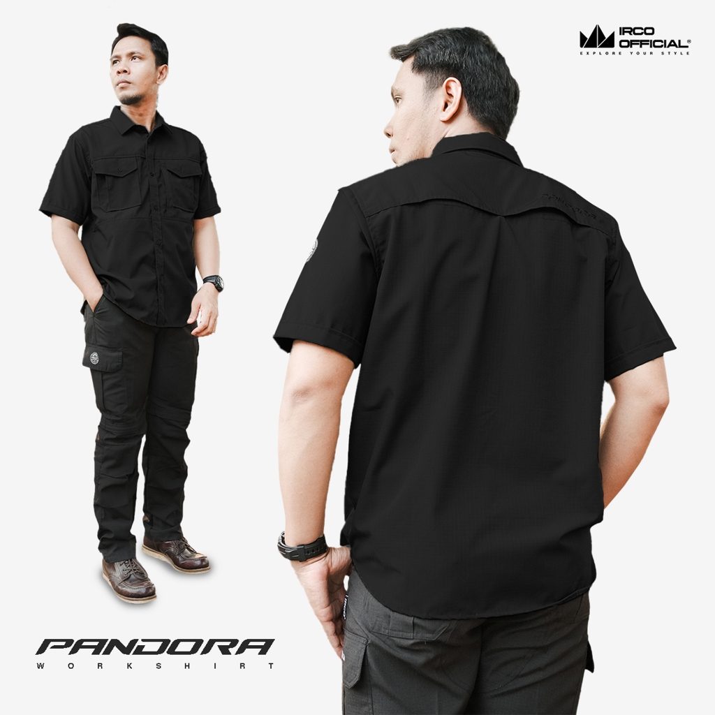 Jual IRCO Pandora Kemeja Tactical Pria Hitam Lengan Pendek - Workshirt ...