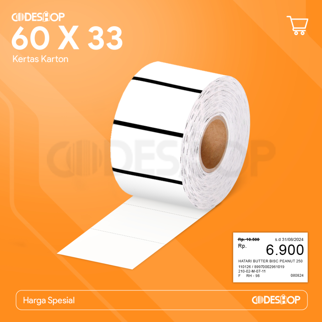 Jual Codeshop Kertas Price Tag Karton 60x33 mm 1 Line Label Rak Harga ...