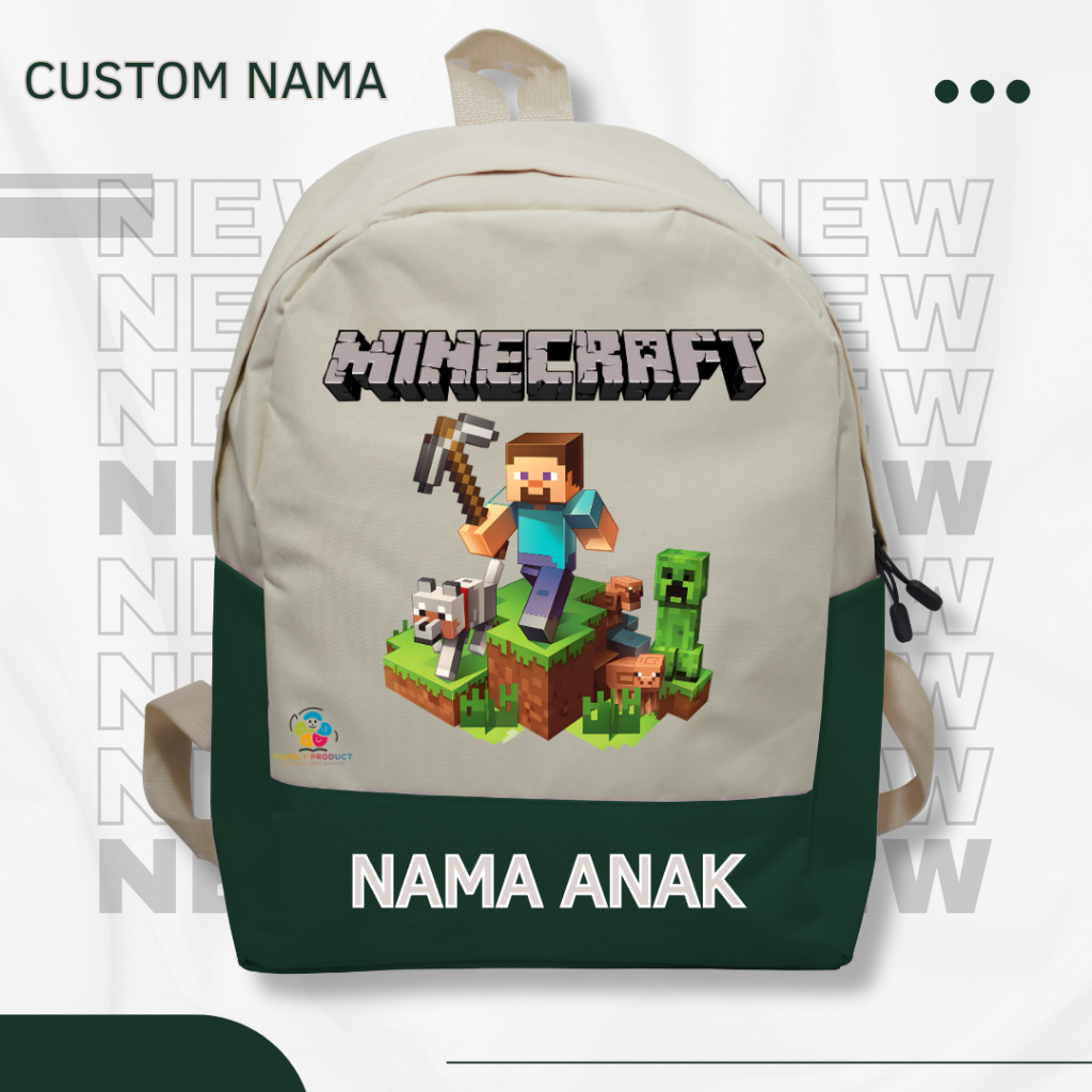 Jual Tas Ransel Sekolah anak Game Minecraft - Tas Backpack Ransel Anak SD TK (Free Nama ...