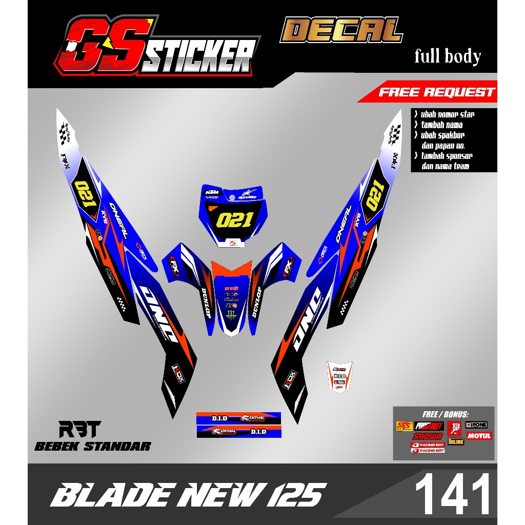 Jual DECAL STICKER FULL BODY MOTOR RBT BLADE 125 NEW RBT BEBEK MODIF ...