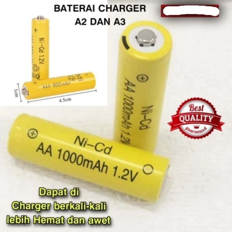 Jual BATERAI RECHARGEABLE AA NI-CD ISI ULANG A2 1000MAH BATTERY BATRE ...