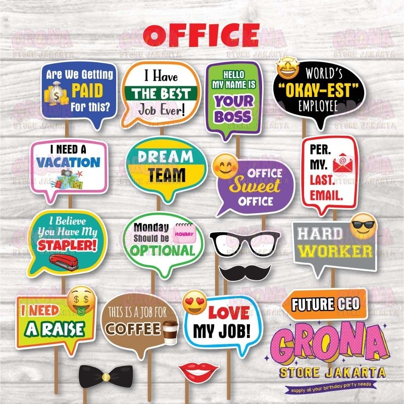 Jual ACC Photobooth Office / Aksesoris Foto Kantor / Photo Props Office ...