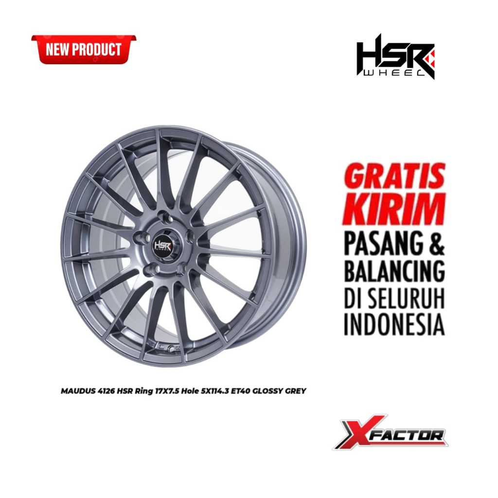 Jual VELG HSR RING 17 HSR MAUDUS R17X7,5 H 5X114,3 ET 40 GLOSSY GREY | Shopee Indonesia