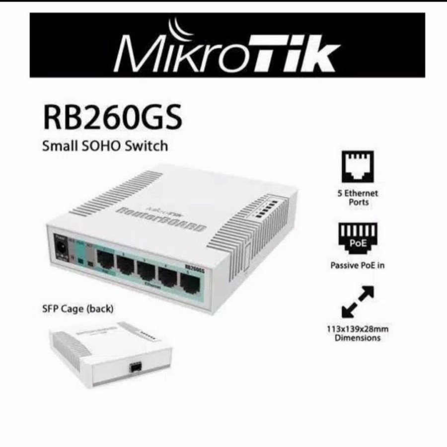 Jual Mikrotik RB260GS Switch 5Port Gigabit Manageable Switch 1 SFP ...